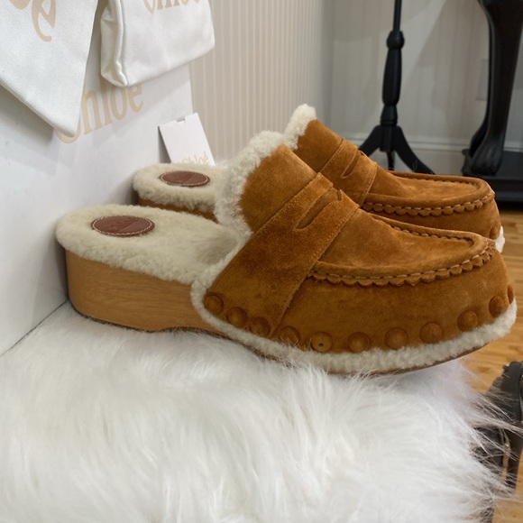 Chloe | Shoes | Authentic Chloe Clogs Suede Lamb Skin And Shearling Box ...